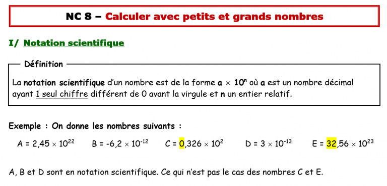 Cours-Notation scientifique (4e) – Automaths