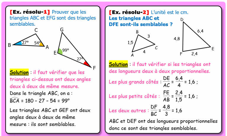 Cours – Triangles semblables (3e) – Automaths