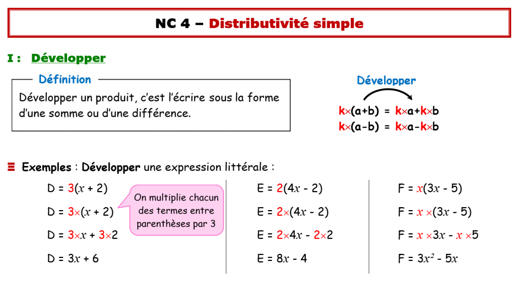 Cours – Distributivité simple – Automaths