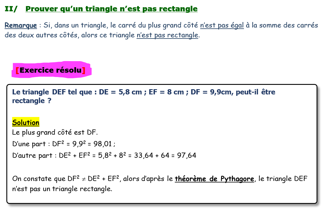 Cours – Prouver qu’un triangle est rectangle ou non (4e) – Automaths